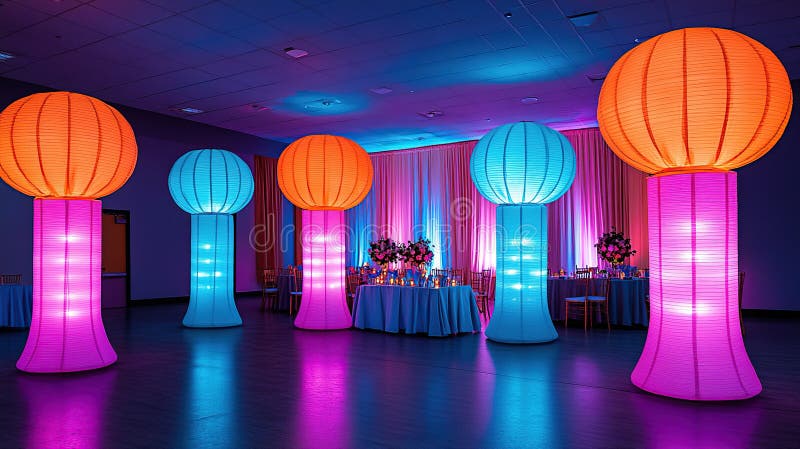 Vibrant Event Space Colorful Illuminated Pillars Stock Photos - Free ...
