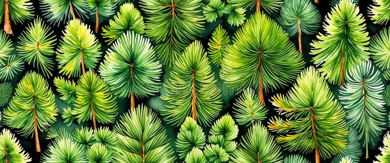 Vibrant Evergreen Forest Pattern with Lush Green Foliage and Diverse ...