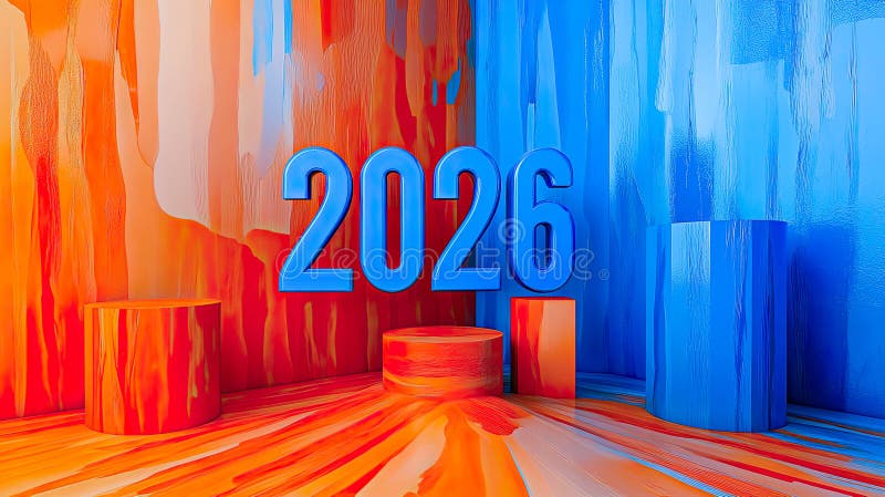 Vibrant 2026 Exhibition with Bold Structures in Dynamic Colors on a ...