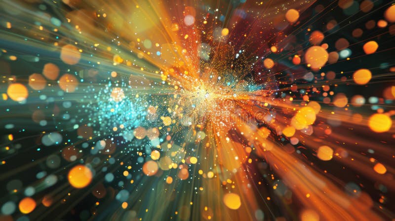 Vibrant Exploding Particles in Colorful Background Stock Illustration ...