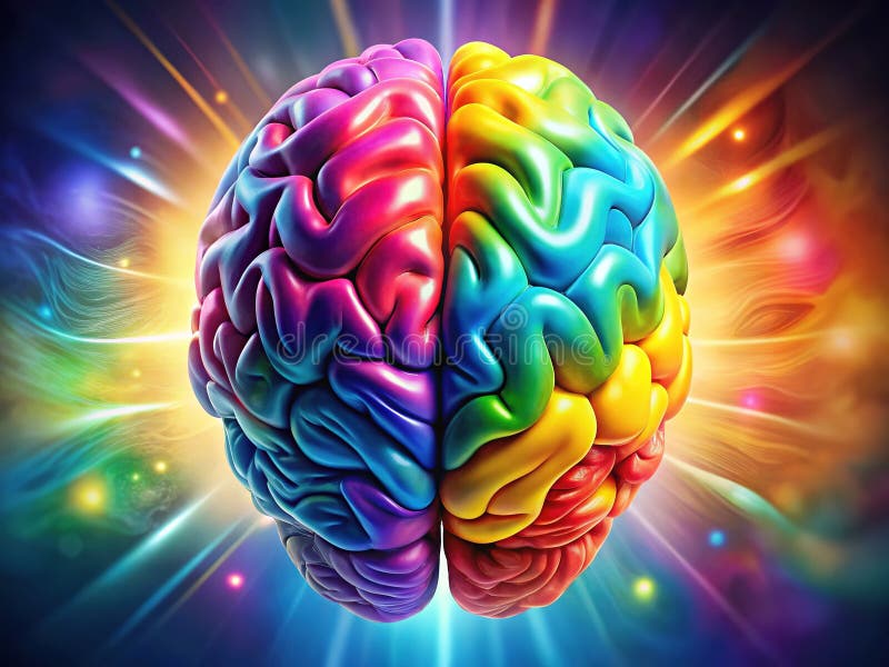 A Vibrant Exploration of the Human Brain Colorful Abstract Illustration ...