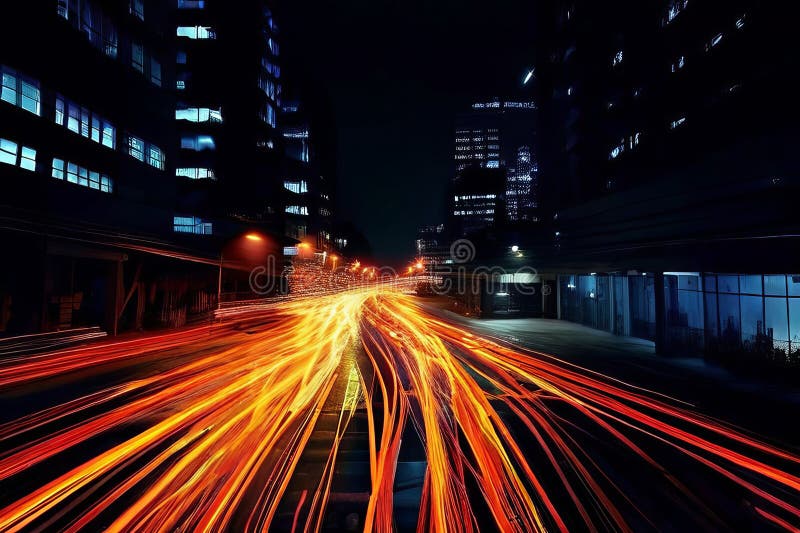 A Vibrant Exploration of Light Trails Dancing through Darkness C Stock ...
