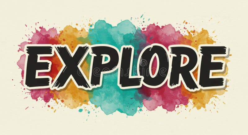 Vibrant Explore Concept with Colorful Paint Splashes and Bold Lettering ...