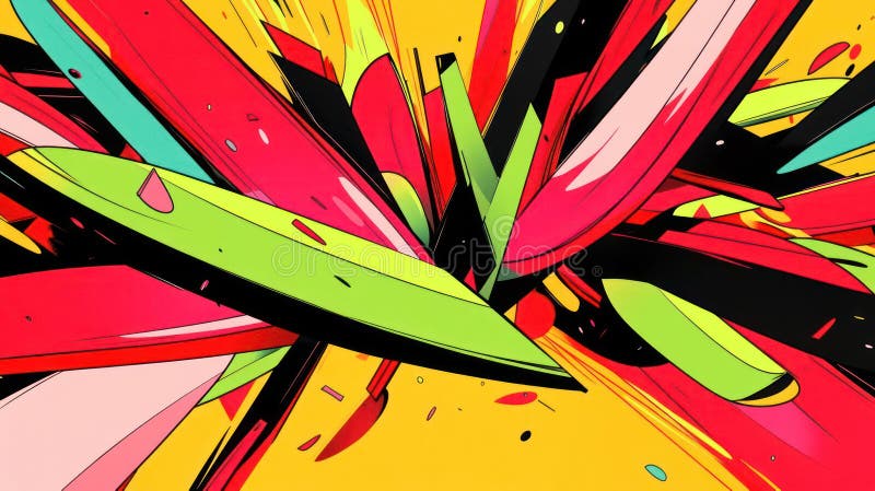 A Vibrant Explosion of Abstract Shapes and Colors, Conveying Energy and ...