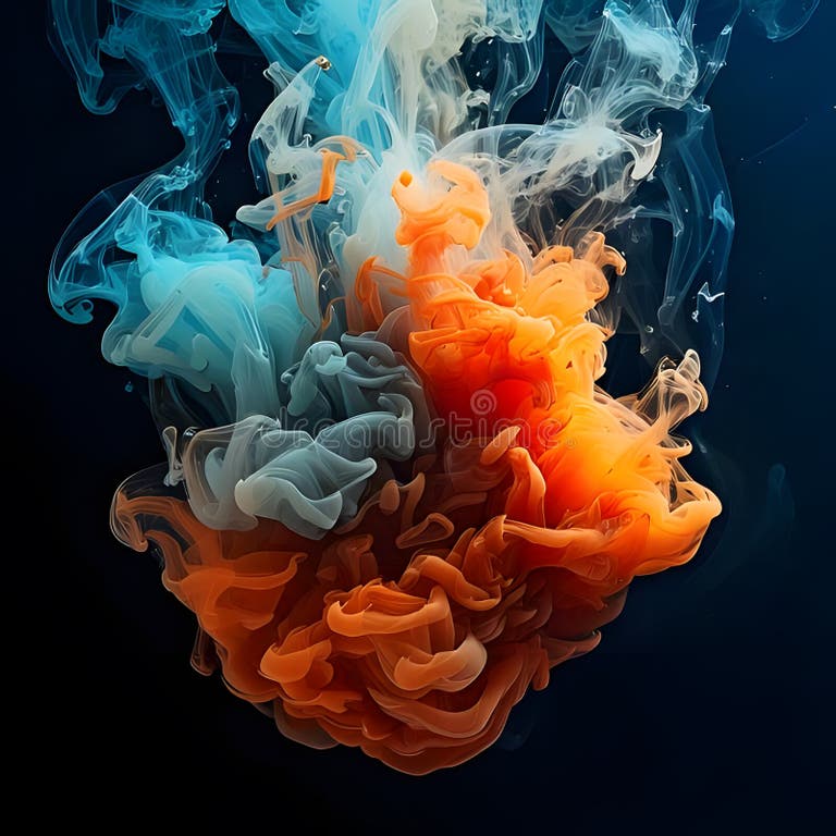 A Vibrant Explosion of Colored Inks Swirls Against a Dark Background ...