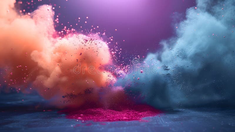 Vibrant Explosion of Colored Powder in Abstract Artistic Composition ...