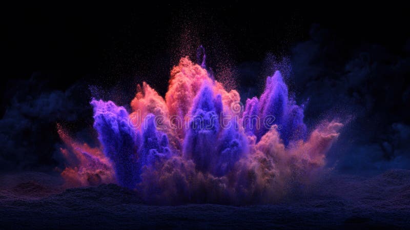 Vibrant Explosion of Colored Powder Creating a Dramatic Visual Effect ...