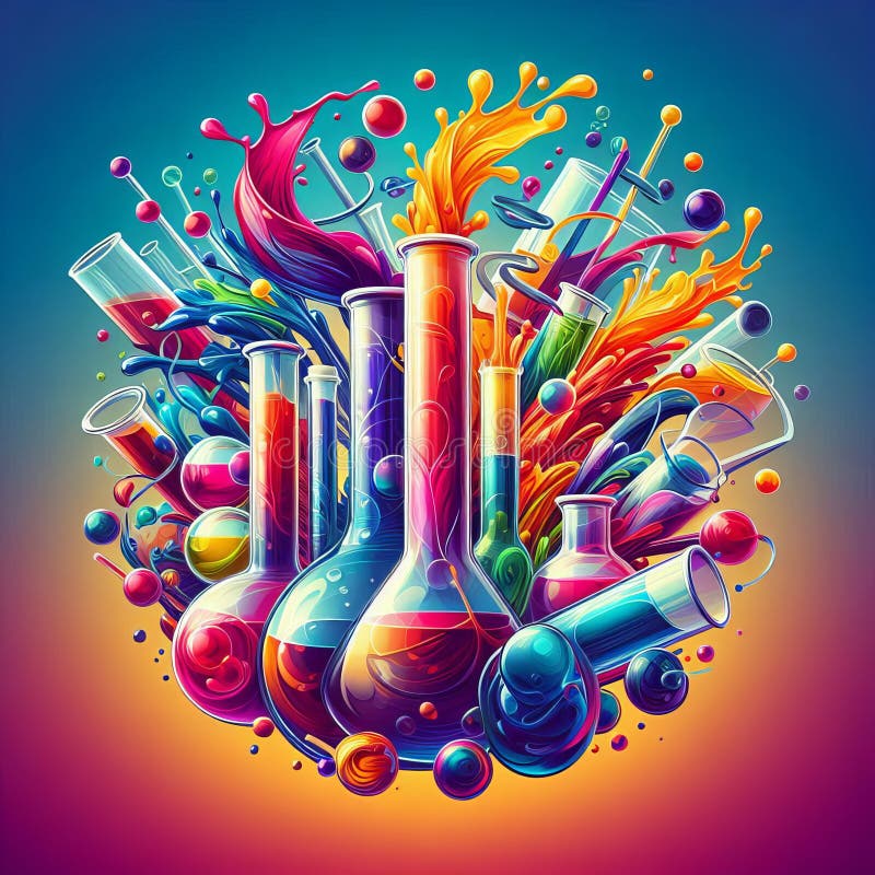 Vibrant Explosion of Colorful Chemical Reactions in Lab Glassware Stock ...