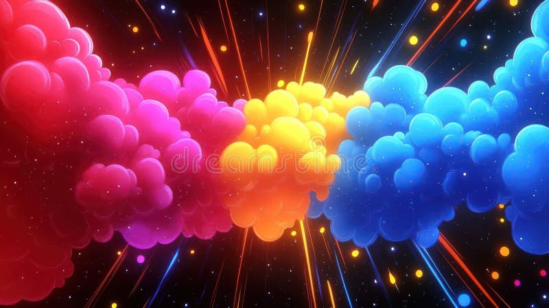 A Vibrant Explosion of Colorful Clouds and Light Effects in a Cosmic ...