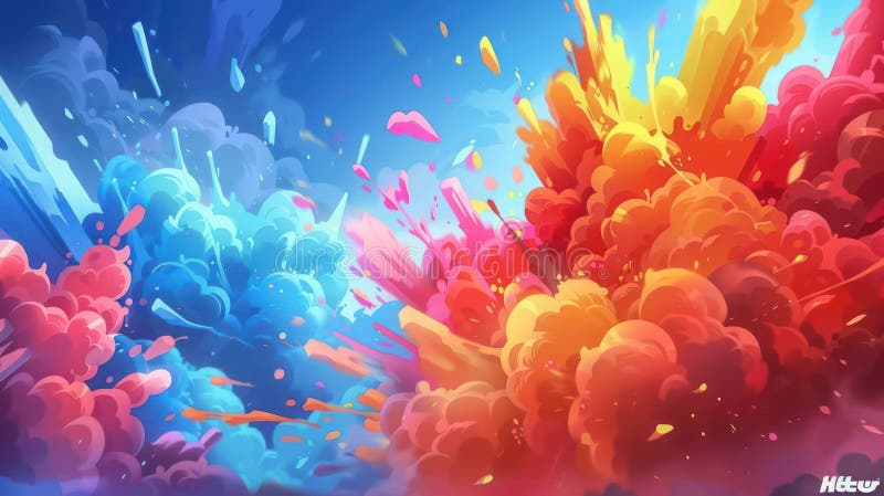 Vibrant Color Explosion: Abstract Paint Cloud Burst Stock Illustration ...
