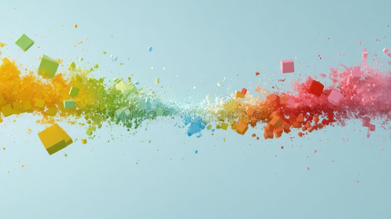A Vibrant Explosion of Colorful Cubes and Particles Creating a Dynamic ...