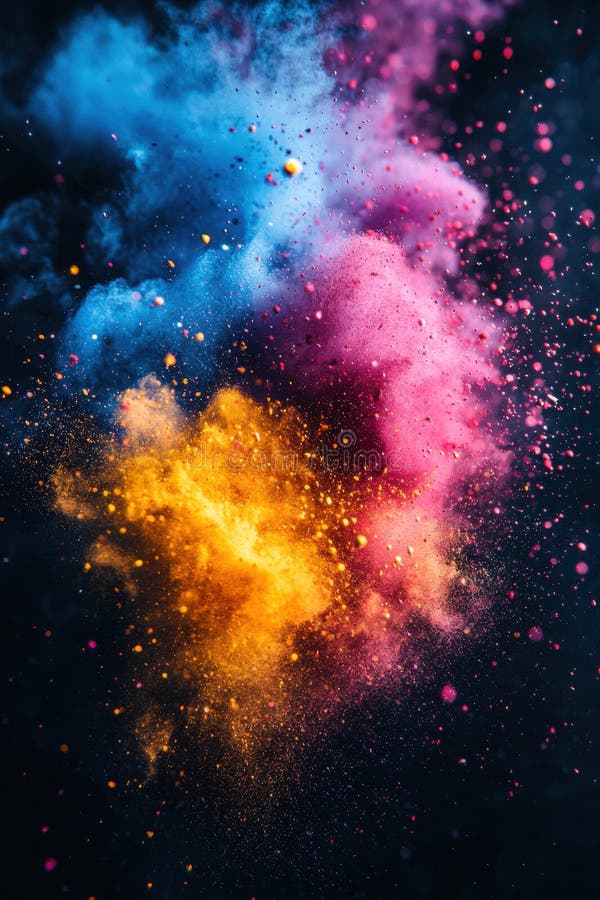 A Vibrant Explosion of Colorful Dust on a Dark Background Stock Image ...