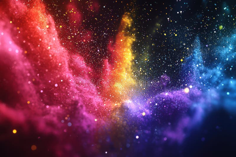 Vibrant Explosion of Colorful Dust Particles Over Water Stock Image ...