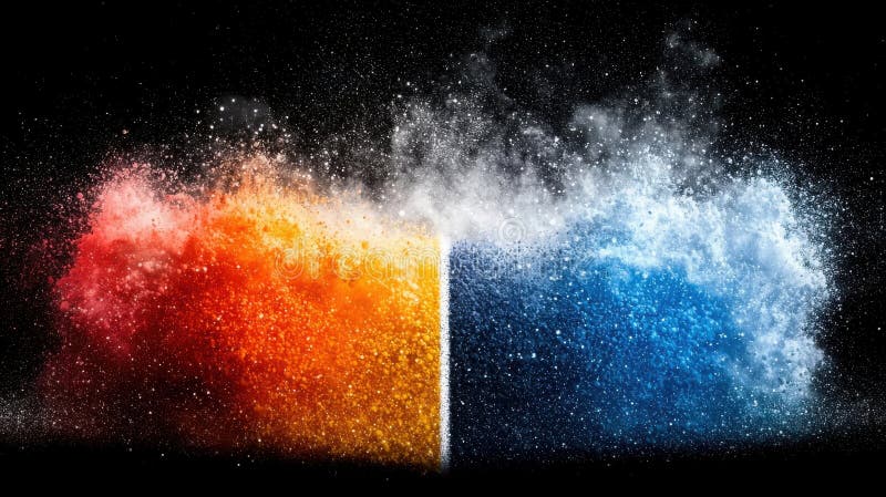 Vibrant Explosion of Colorful Dust Particles in Shades of Orange and ...