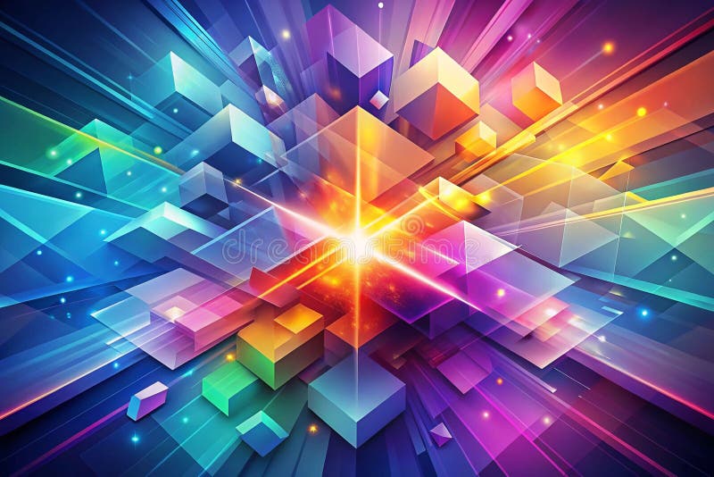 Vibrant Explosion of Colorful Geometric Shapes and Light Stock ...