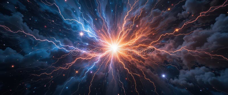 Vibrant Explosion of Colorful Light in Cosmic Cloud Background Stock ...
