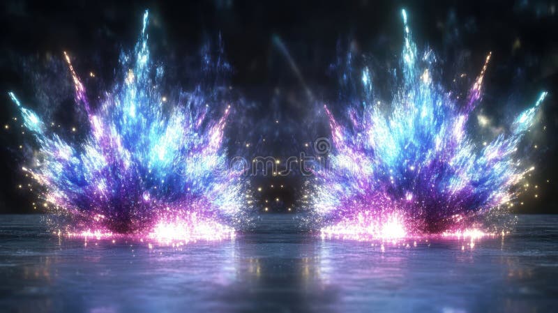 Abstract Blue and Pink Explosion, Glowing Particles and Light Effects ...