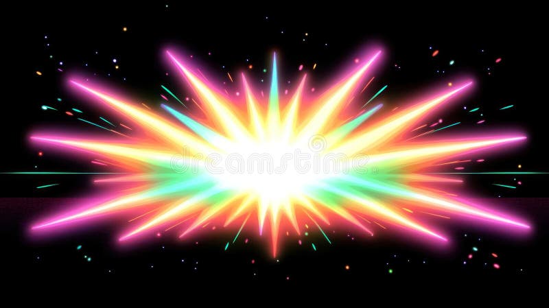 A Vibrant Explosion of Colorful Light Rays Radiating from a Central ...