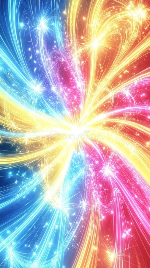 A Vibrant Explosion of Colorful Light and Sparkles Radiating Outward in ...