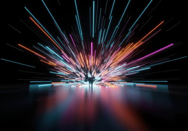 Vibrant Explosion of Colorful Light Streaks Creating a Dynamic Visual ...