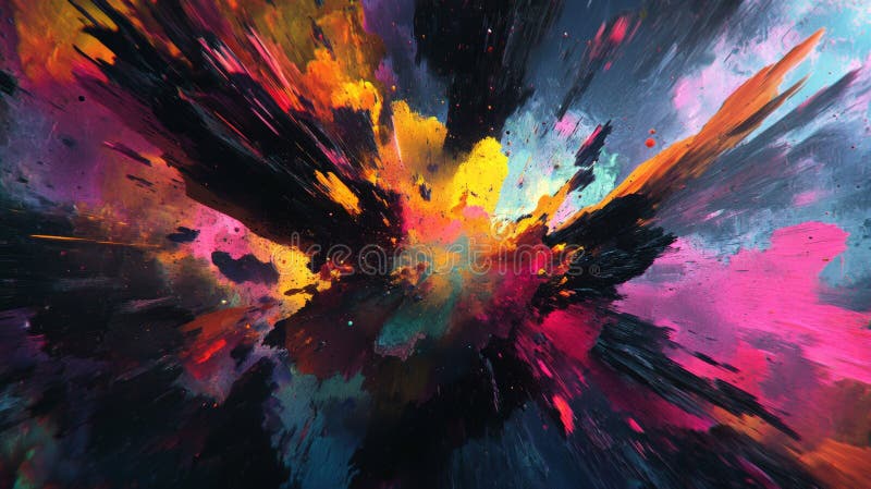 Vibrant Explosion of Colorful Paint in Dynamic Abstract Art Composition ...