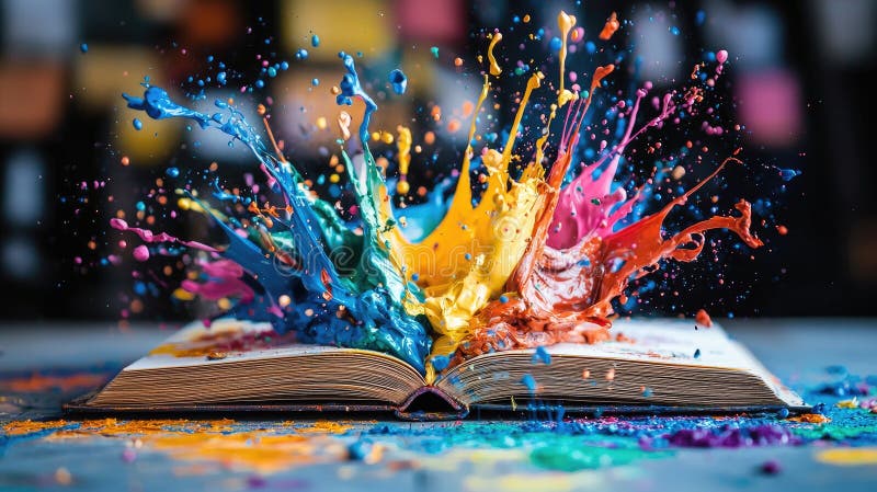Vibrant Explosion of Colorful Paint from an Open Book. Stock Photo ...