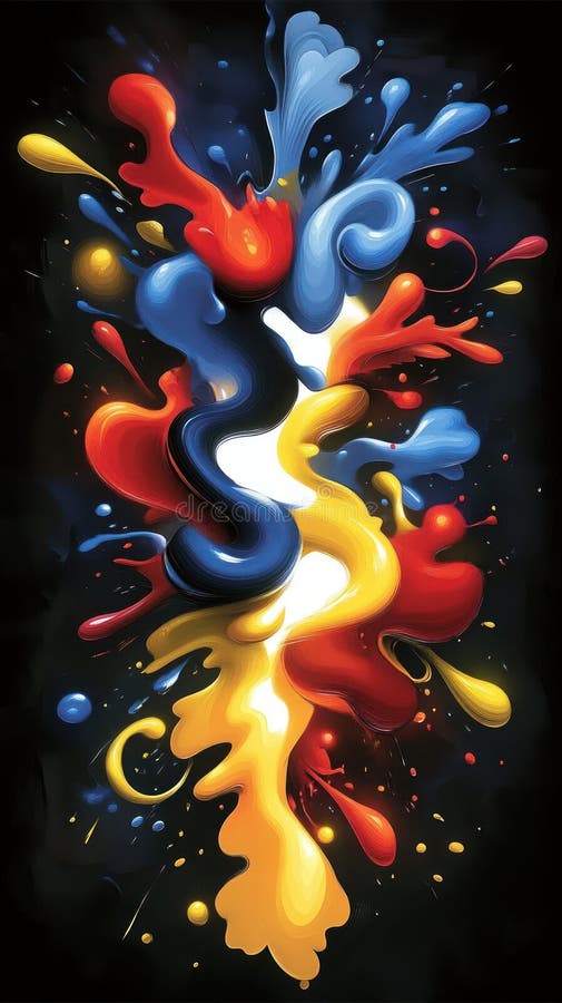 A Vibrant Explosion of Colorful Paint Splashes Against a Dark ...