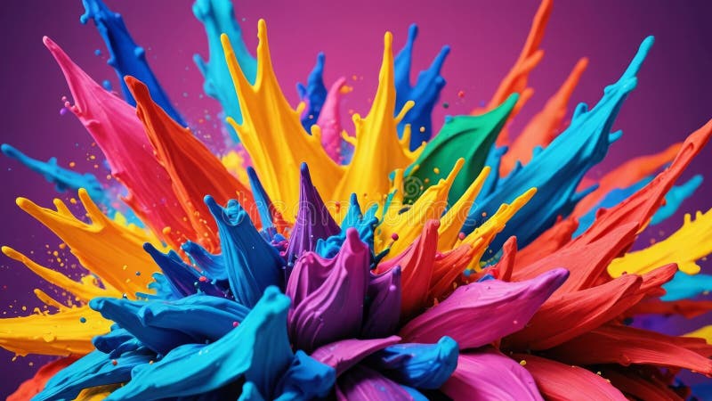 Vibrant Explosion Colorful Paint Splashes Creates Dynamic Artistic ...