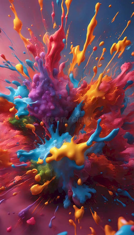 Vibrant Explosion of Colorful Paint Splashes in Mid Air, Creating a ...