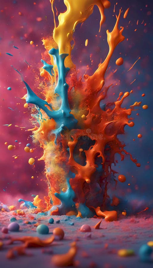 Vibrant Explosion of Colorful Paint Splashes in Mid Air, Creating a ...