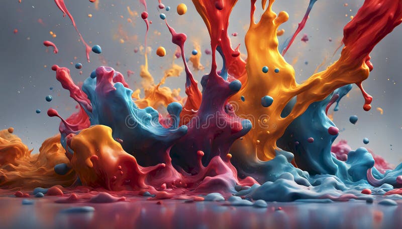 Vibrant Explosion of Colorful Paint Splashes in Mid Air, Creating a ...