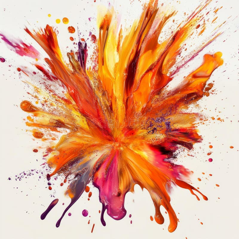 Vibrant Explosion of Colorful Paint Splatters on White Background Stock Illustration ...