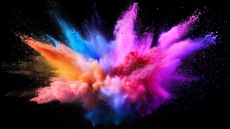 Colorful Powder Exploding Against Black Background Vibrant Hues Texture ...