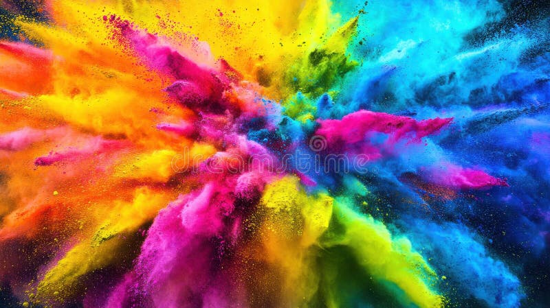 Vibrant Explosion of Colorful Powder Against Dark Background Stock ...