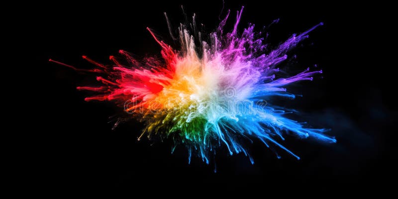 Vibrant Explosion of Colorful Powder on Black Background Stock Image ...