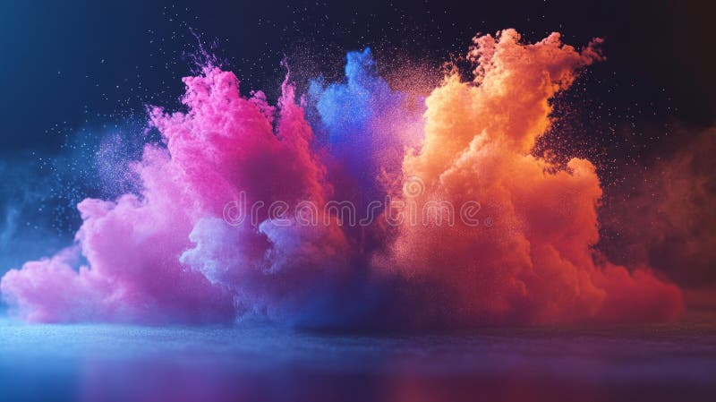 Colorful Powder Explosion Creating Vibrant Gradient Air Stock Photos ...