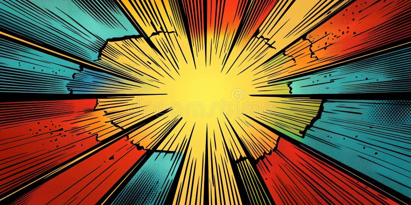 Vibrant Explosion with Colorful Rays Radiating from a Central Point in ...