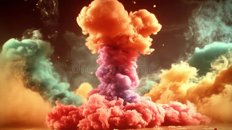 Vibrant Color Smoke Explosion in Dark Background Stock Illustration ...