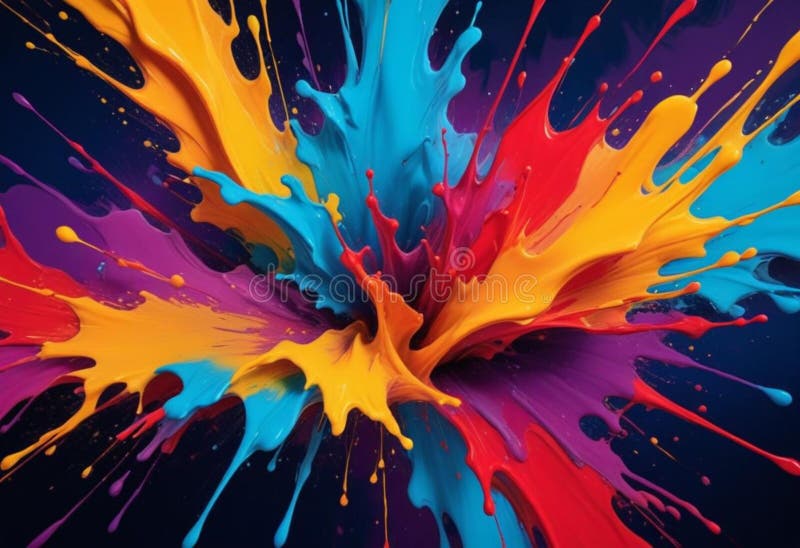 Vibrant Explosion of Colors: Abstract Paint Splashes Stock Illustration ...