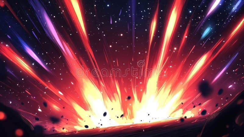 A Vibrant Explosion of Colors Against a Starry Background, Evoking ...