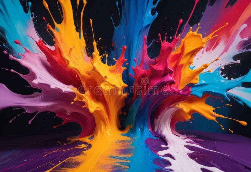 Vibrant Explosion of Colors: AI-Generated Abstract Paint Splashes Stock ...