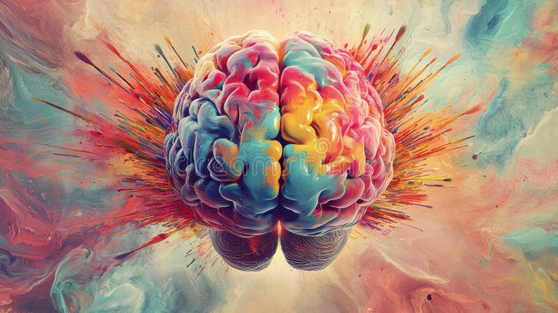Vibrant Explosion of Colors in Artistic Brain Concept for Creative ...