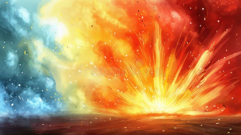 A Vibrant Explosion of Colors Depicting a Dramatic Scene in the Sky ...