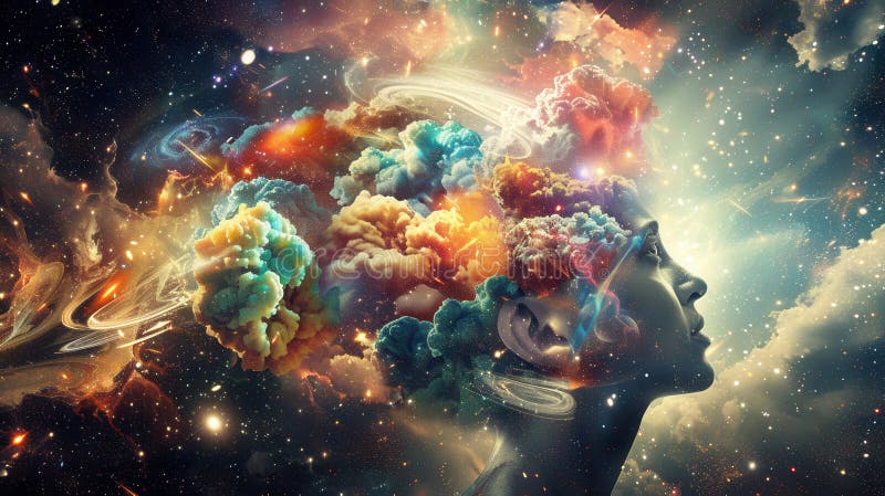 A Vibrant Explosion of Colors Emerges from a Human Head, Symbolizing ...