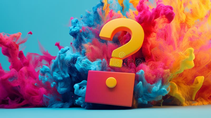 A Vibrant Explosion of Colors Featuring a Question Mark and a Box ...