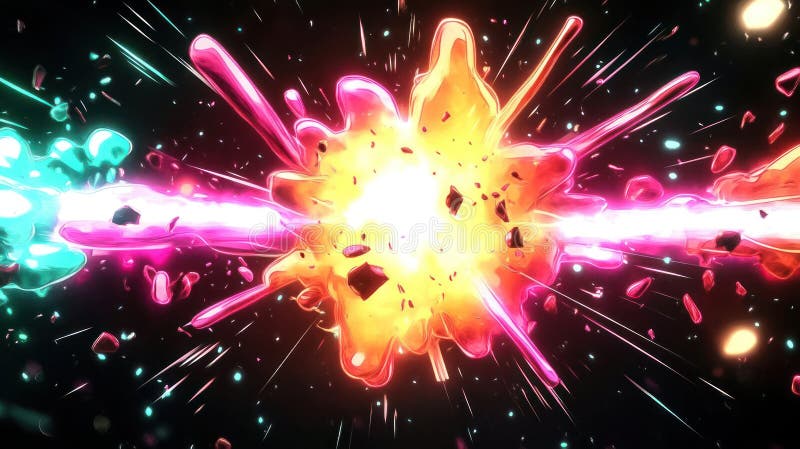 A Vibrant Explosion of Colors and Particles, Depicting Energy and ...