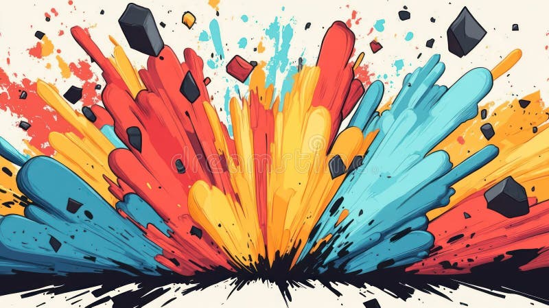 A Vibrant Explosion of Colors and Shapes, Conveying Energy and Dynamism ...