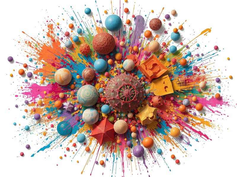 A Vibrant Explosion of Colors and Shapes Emanating from a Central Point ...