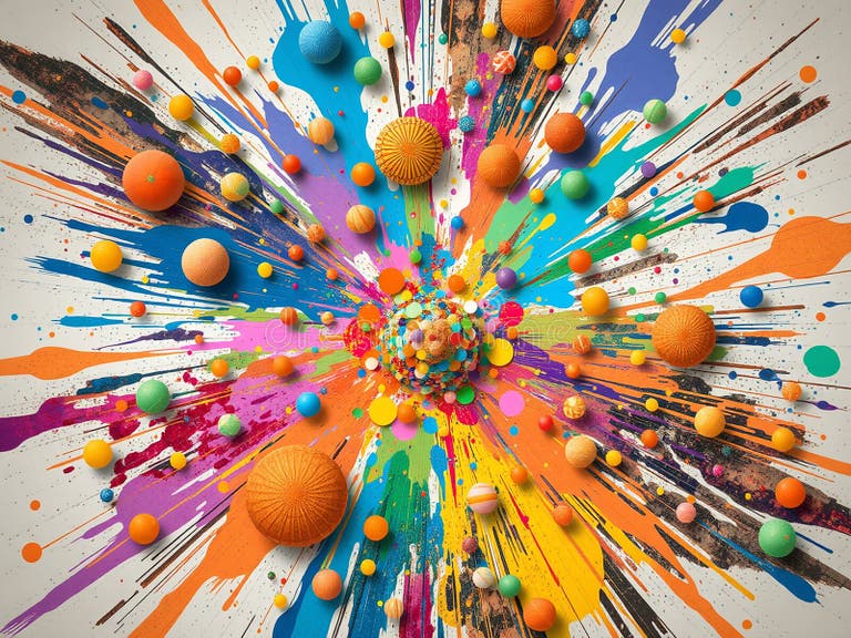 A Vibrant Explosion of Colors and Shapes Emanating from a Central Point ...