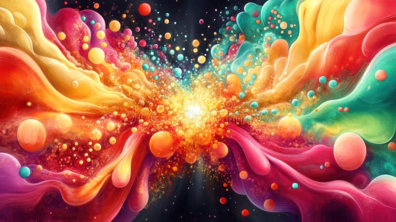 A Vibrant Explosion of Colors and Shapes, Evoking a Sense of Cosmic ...